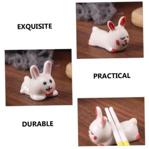 ULTECHNOVO 2pcs Ceramic Rabbit Chopstick Rest Ceramic Rest Ceramic Chopsticks Holder Rabbits Chopstick Rest Stand Chinese Spoons Chopstick Holder Ceramics White Storage Rack Household