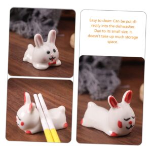 ULTECHNOVO 2pcs Ceramic Rabbit Chopstick Rest Ceramic Rest Ceramic Chopsticks Holder Rabbits Chopstick Rest Stand Chinese Spoons Chopstick Holder Ceramics White Storage Rack Household