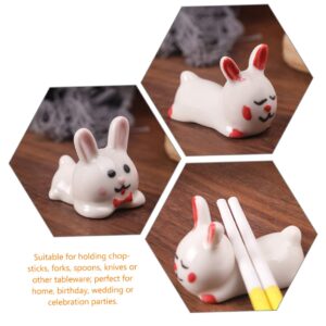 ULTECHNOVO 2pcs Ceramic Rabbit Chopstick Rest Ceramic Rest Ceramic Chopsticks Holder Rabbits Chopstick Rest Stand Chinese Spoons Chopstick Holder Ceramics White Storage Rack Household