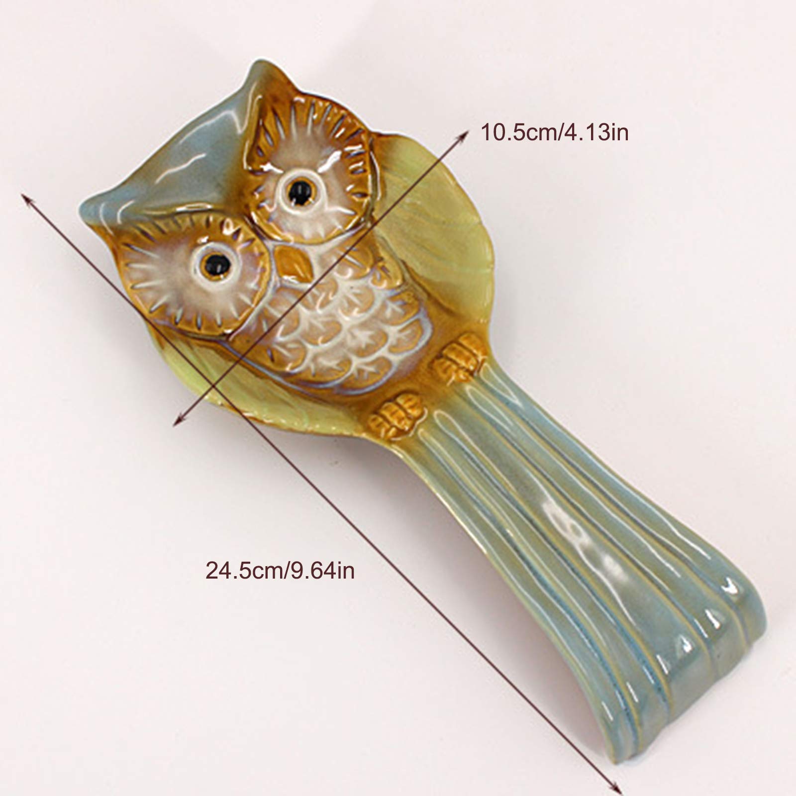 MSUIINT 3 Pieces Owl Spoon Rest, Ceramic Ladle Holder Utensil Rester Modern Farmhouse Spoon Holder, Cooking Utensil Dining Table Decoration for Kitchen Counter Dining Table Coffee Station