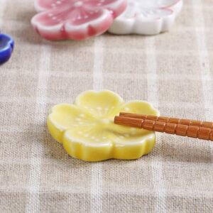 TanQiang 6pcs Japanese Style Ceramic Sakura Flower Chopstick Rest Spoon Fork Knife Holder