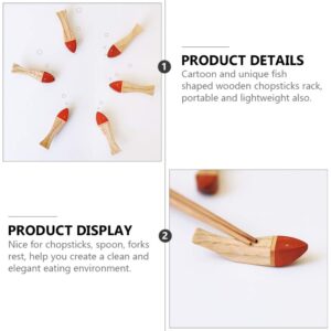 DOITOOL Handcrafted Wooden Chopstick Rests Dinner Spoon Stand Fork Holder Fish Designed Chopsticks Rests Stands Kitchen Utensil Cutlery Stand