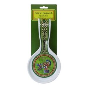 Celtic Peacock Ireland Spoon Rest With A Coloured Trinity Irish Design