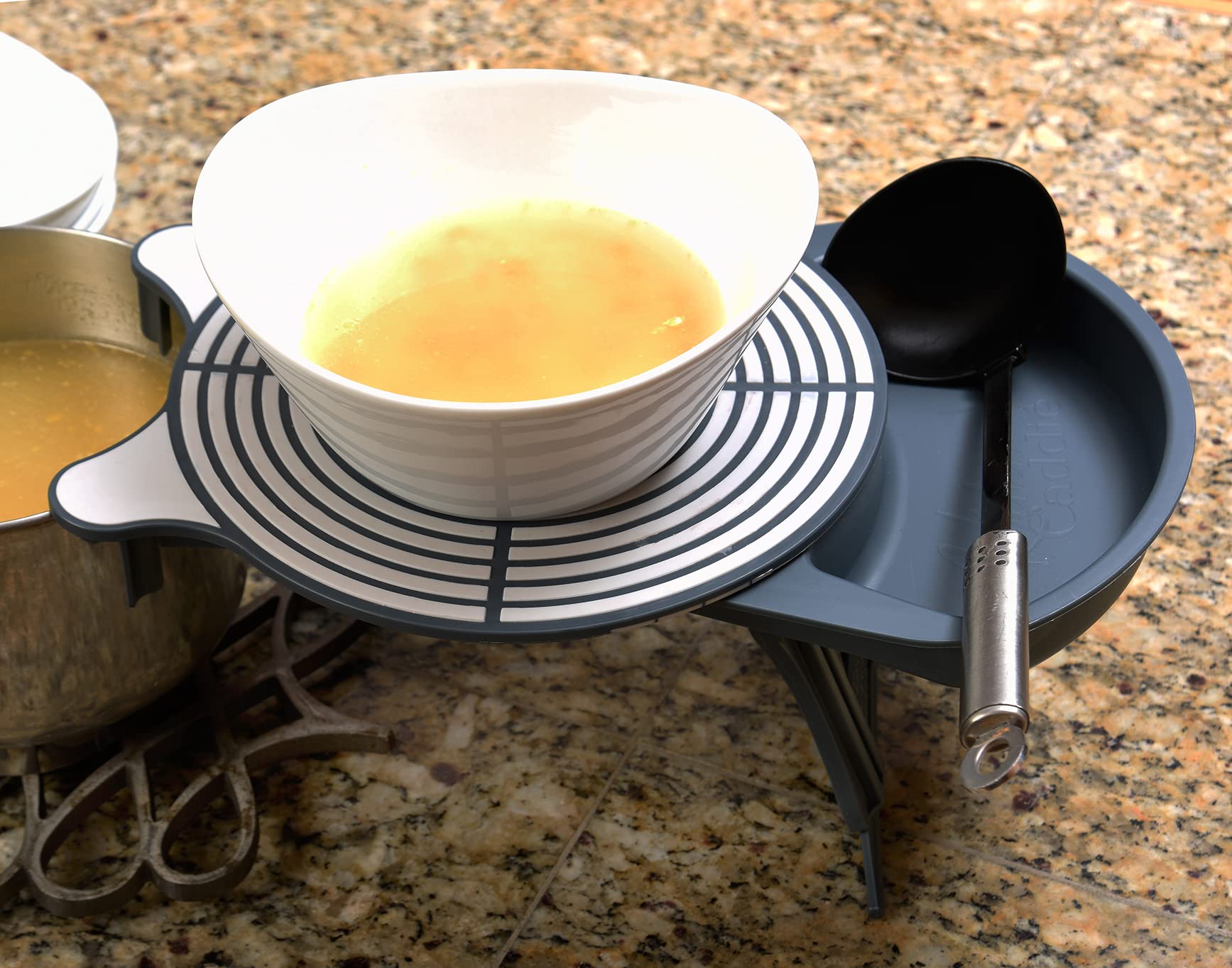 Set N Serve Kitchen Caddie, Adjustable Plating Stand with Detachable Spoon Rest (Extra Large)