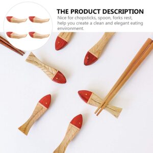 Hemoton Fork 4pcs Fish Shaped Chopstick Rest Japanese Chopsticks Dining Table Decor Wedding Chinese Decor Dinner Table Decor Chopstick Holder Japanese Decor Wood Simple Acid Branch