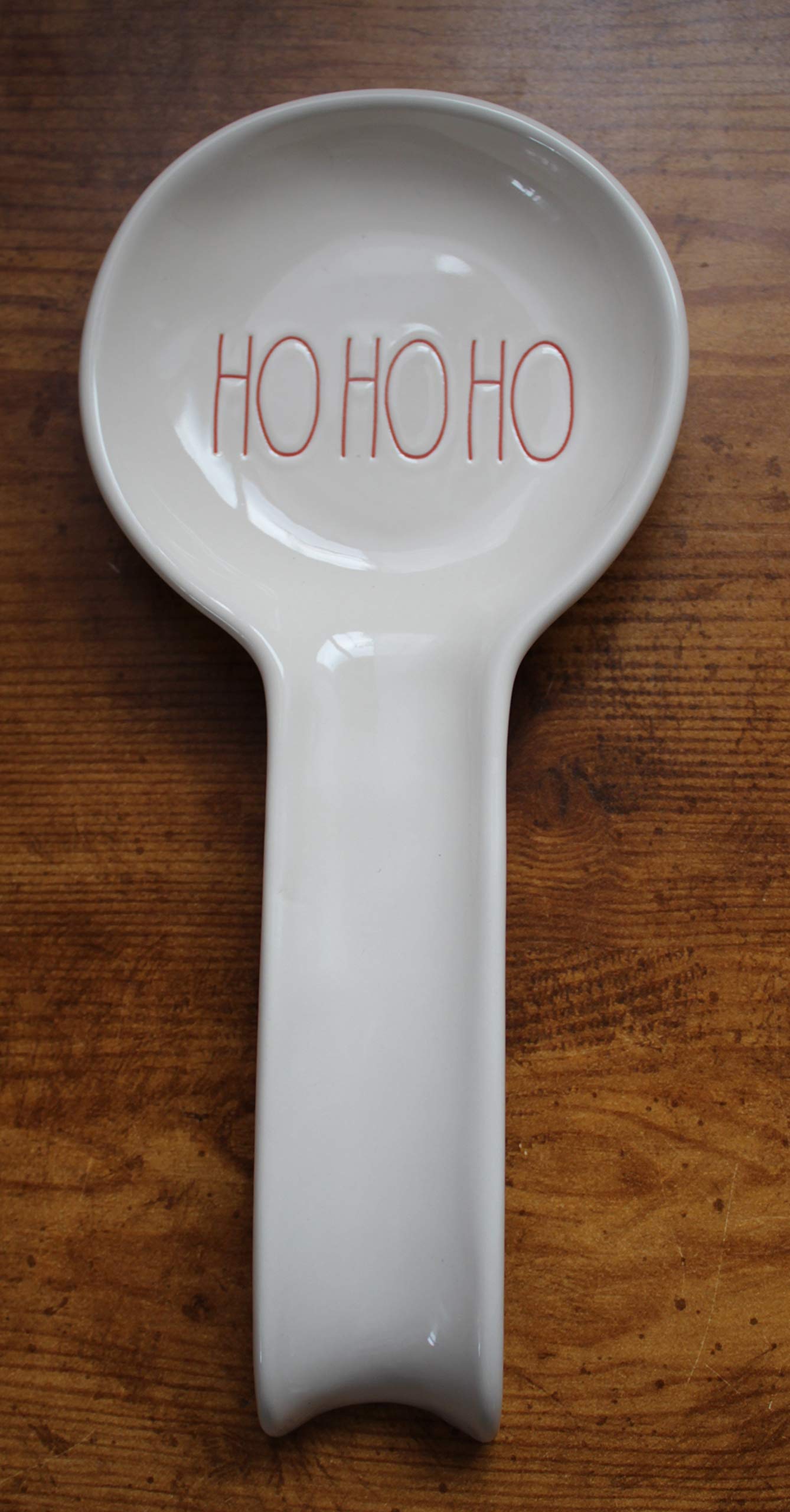 Rae Dunn HO HO HO in Christmas Red Large Letters LL 10 inch Spoon Rest. By Magenta.