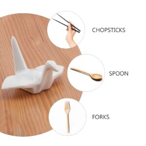 YARNOW Ceramic Chopsticks Rest, 6PCS Chopsticks Holder Spoon Forks Chopsticks Rests Rack Wedding Favors for Guest (Origami Crane) (White)