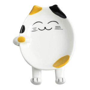 cabilock cute cat spoon rest multifunction ceramic cooking utensil holder stove cover lid holder spoon holder for stove top, coffee spoon rest, ladle rest, cooking utensil rest