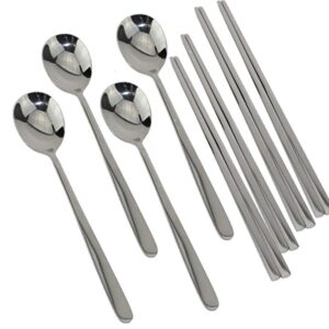 set of 4- korean traditional style cutlery stainless steel chopstick + spoon set (ls02027)~ we pay your sales tax