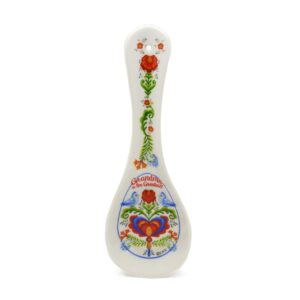 decorative ceramic kitchen spoon rest by e.h.g | birds artwork "grandma is the greatest"