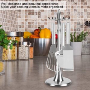 Kitchen Countertop Utensil Holder,304 Stainless Steel Cooking Utensils Set with Holder, with 8 Rotating Hooks,for Spoon, Spatula, Soup Ladle, Spaghetti Server, Skimmer