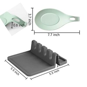 Kitchen Silicone Spoon Rest Set, Small Utensil Holder&4 Large Pack Silicone Spoon Holder for Stove Top, Cooking Ladle Holder