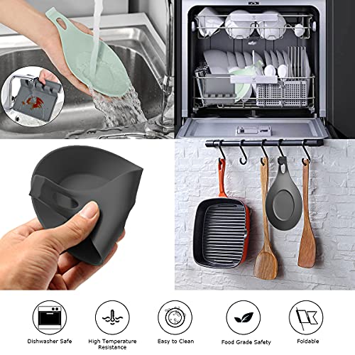 Kitchen Silicone Spoon Rest Set, Small Utensil Holder&4 Large Pack Silicone Spoon Holder for Stove Top, Cooking Ladle Holder