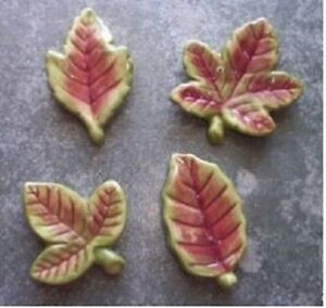 set of 4 ceramic leaf knife chopstick rests for dining table or silverware