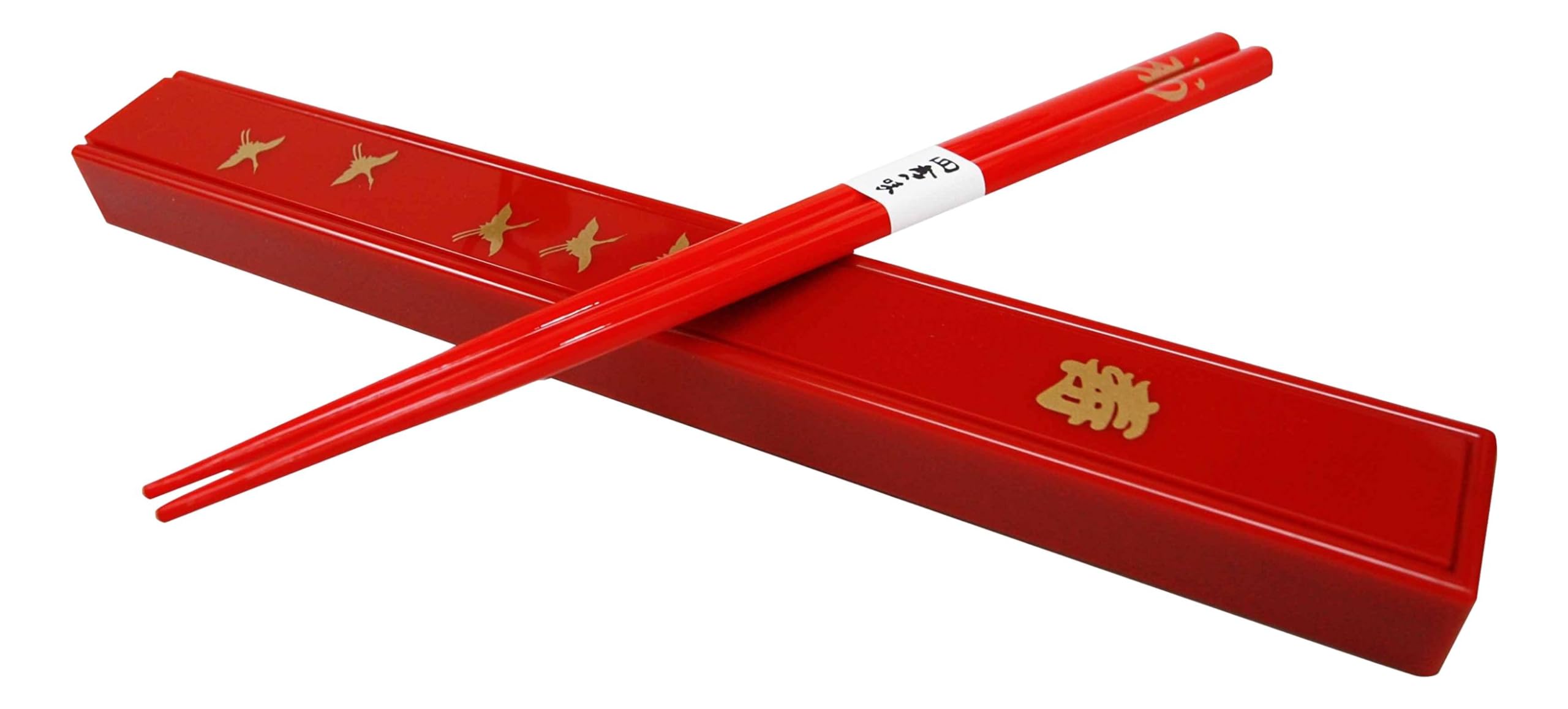 Classy Crane Bird Design Lacquered Chopstick Set With Travel Storage Case