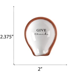 Give Thanks Glossy Brown 2 x 3 Terra Cotta Decorative Countertop Spoon Rest