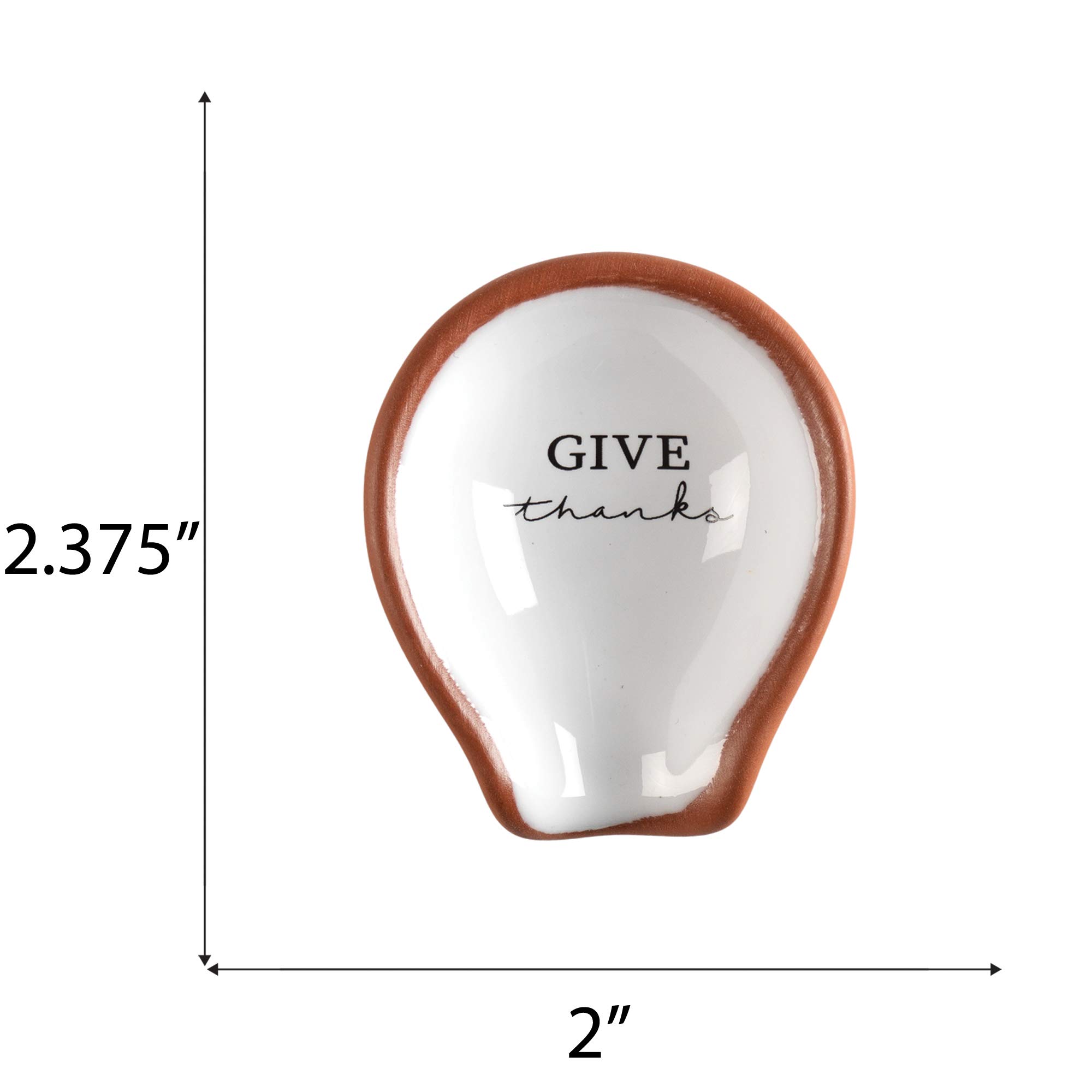 Give Thanks Glossy Brown 2 x 3 Terra Cotta Decorative Countertop Spoon Rest