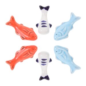 6 pcs fish chopstick rest ceramic japanese chopsticks holder rack dinner spoon fork knife holder dinnerware stand decoration (random style)