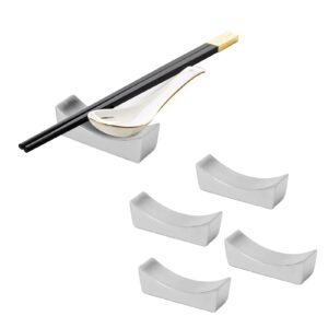 Beufee Chopstick Rest 8pcs, Stainless Steel Chopstick Holder Knife Rest Boat Shape Chopstick Spoon Knife Fork Cutlery Holder