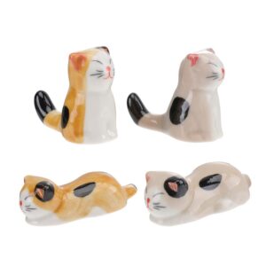 luxshiny 4pcs decorative design japanese rest home mini ceramic chopstick stand rests shape racks porcelain fork style cat chopsticks rack spoon creative storage holder holders