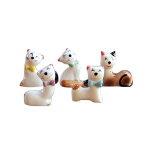 kungfu alien 5pcs kitten chopstick holder rest ceramics desk decorative animal spoon fork knife stand