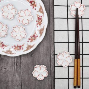 8Pcs Ceramics Cherry Blossom Chopstick Rest Home Decorative Sakura Spoon Fork Knife Holder