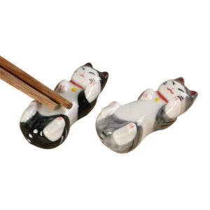 8pcs ceramics creative animal chopstick rest lazy cat chopstick spoon fork knife holder