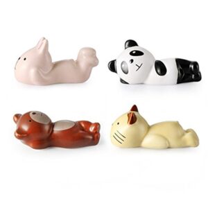 yooce cartoon animal chopstick rest spoon holder knife stand, set of 4