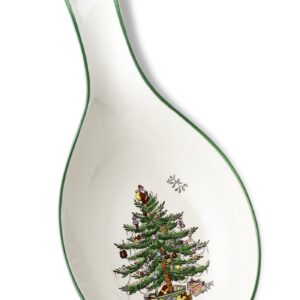 Spode Christmas Tree Spoon Rest | 12 – Inch Cooking Utensil Rest | Spatula Ladle Holder for Kitchen Countertop | Made of Fine Earthenware Dishwasher Safe