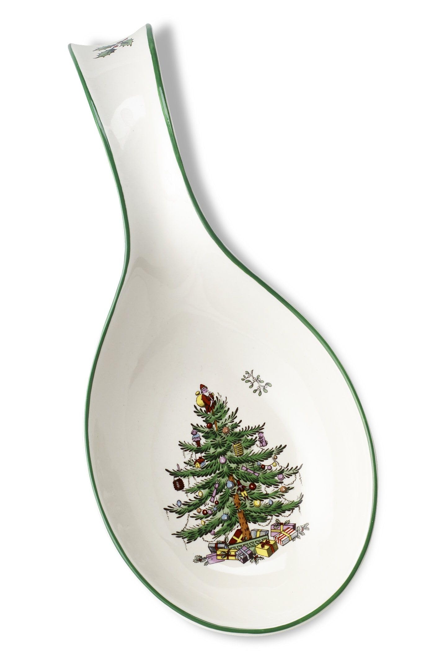 Spode Christmas Tree Spoon Rest | 12 – Inch Cooking Utensil Rest | Spatula Ladle Holder for Kitchen Countertop | Made of Fine Earthenware Dishwasher Safe