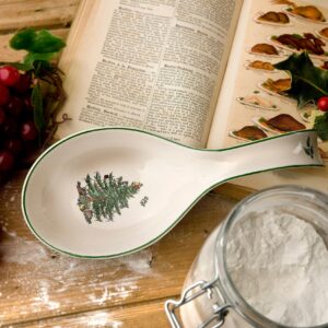 Spode Christmas Tree Spoon Rest | 12 – Inch Cooking Utensil Rest | Spatula Ladle Holder for Kitchen Countertop | Made of Fine Earthenware Dishwasher Safe