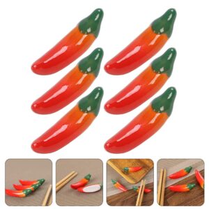 Angoily 6pcs Chopsticks Rests Ceramic Mini Pepper Shape Cute Dinner Spoon Stand Fork Holder Rack Chopsticks Utensil Cutlery Stand