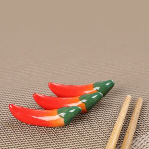 Angoily 6pcs Chopsticks Rests Ceramic Mini Pepper Shape Cute Dinner Spoon Stand Fork Holder Rack Chopsticks Utensil Cutlery Stand