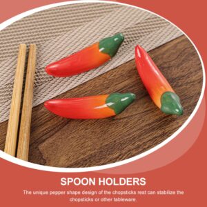 Angoily 6pcs Chopsticks Rests Ceramic Mini Pepper Shape Cute Dinner Spoon Stand Fork Holder Rack Chopsticks Utensil Cutlery Stand