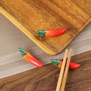 Angoily 6pcs Chopsticks Rests Ceramic Mini Pepper Shape Cute Dinner Spoon Stand Fork Holder Rack Chopsticks Utensil Cutlery Stand