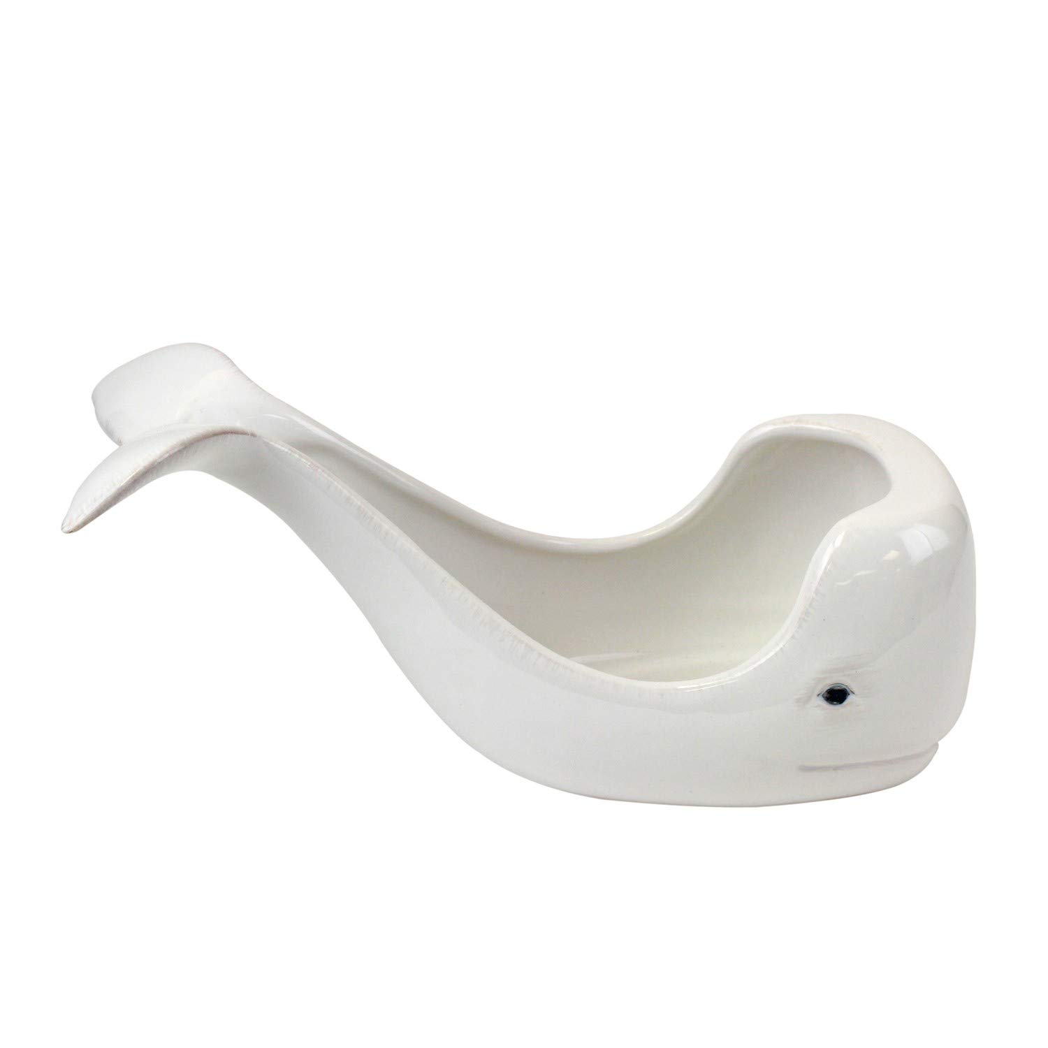 Beachcombers 8.5" White Ceramic Whale Spoon Rest White