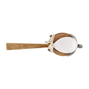 mud pie wood turtle spoon rest set, 10" 5 1/2" x 4", brown