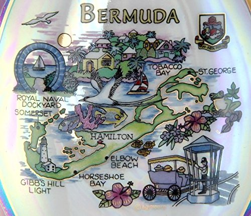 Bermuda Map Pearl Souvenir Collectible Spoon Rest agc