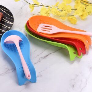 uxcell Silicone Spoon Rest, 9.25" x 3.86" Heat Resistant Kitchen Utensil Holder Spatula Ladle Rest for Counter Stove Top, Blue 2Pcs