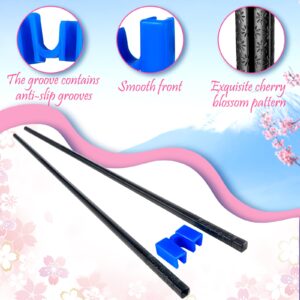 5 Pairs Reusable Chopstick Helpers Non Slippery Training Chopsticks for Adult Replaceable Practice Chopsticks Heat Resistant Chopsticks Holder with Clip for Many Age Trainer (Polymer, Black)