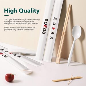 Soeos Premium Disposable Bamboo Chopsticks (Approx. 100 sets), Japanese Disposable Chopsticks Bulk, 9'' Chopsticks.