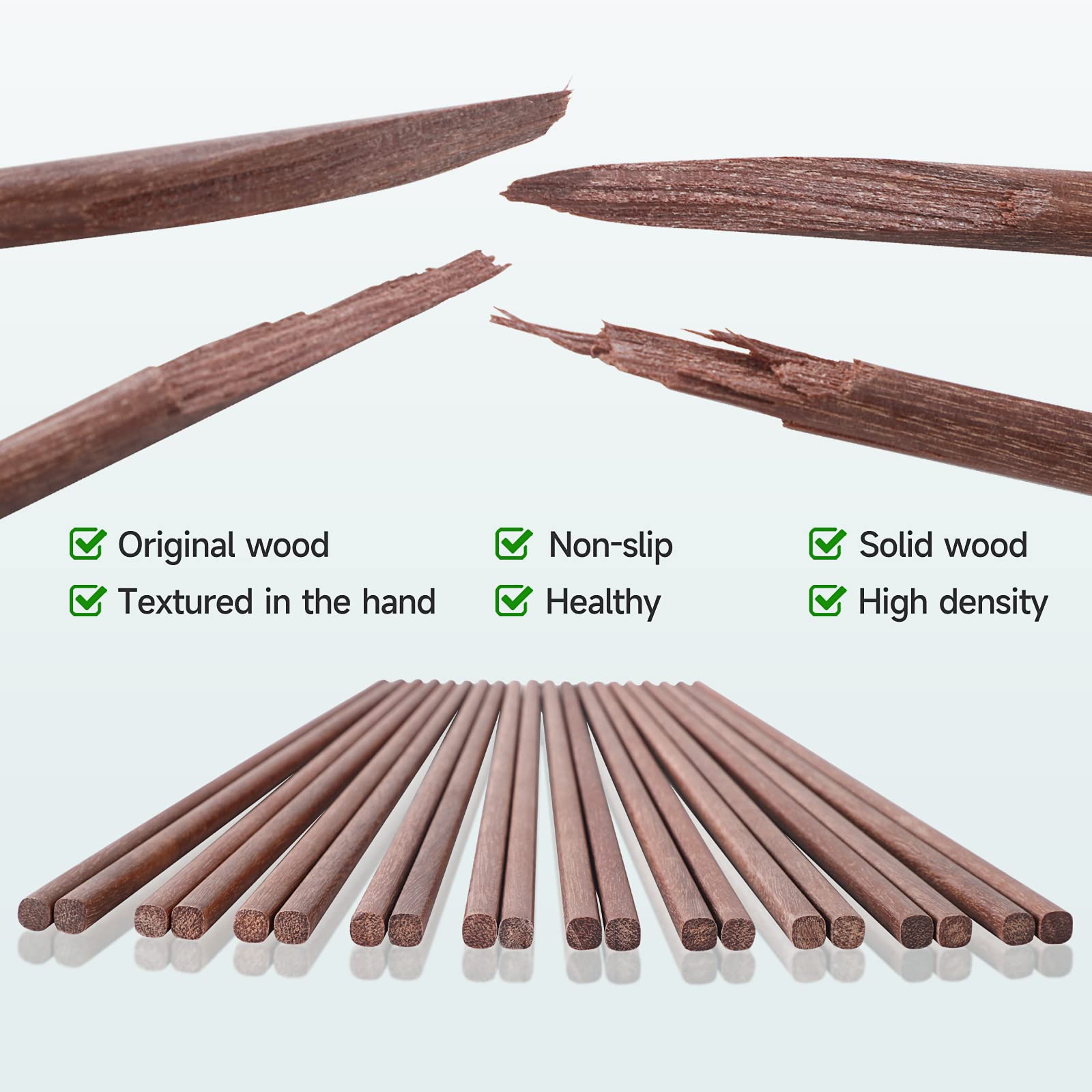 10 Pairs of Solid Wood Chopsticks Natural High Quality Reusable Chopsticks Chinese Chopsticks Suitable for Kitchen and Dining Room