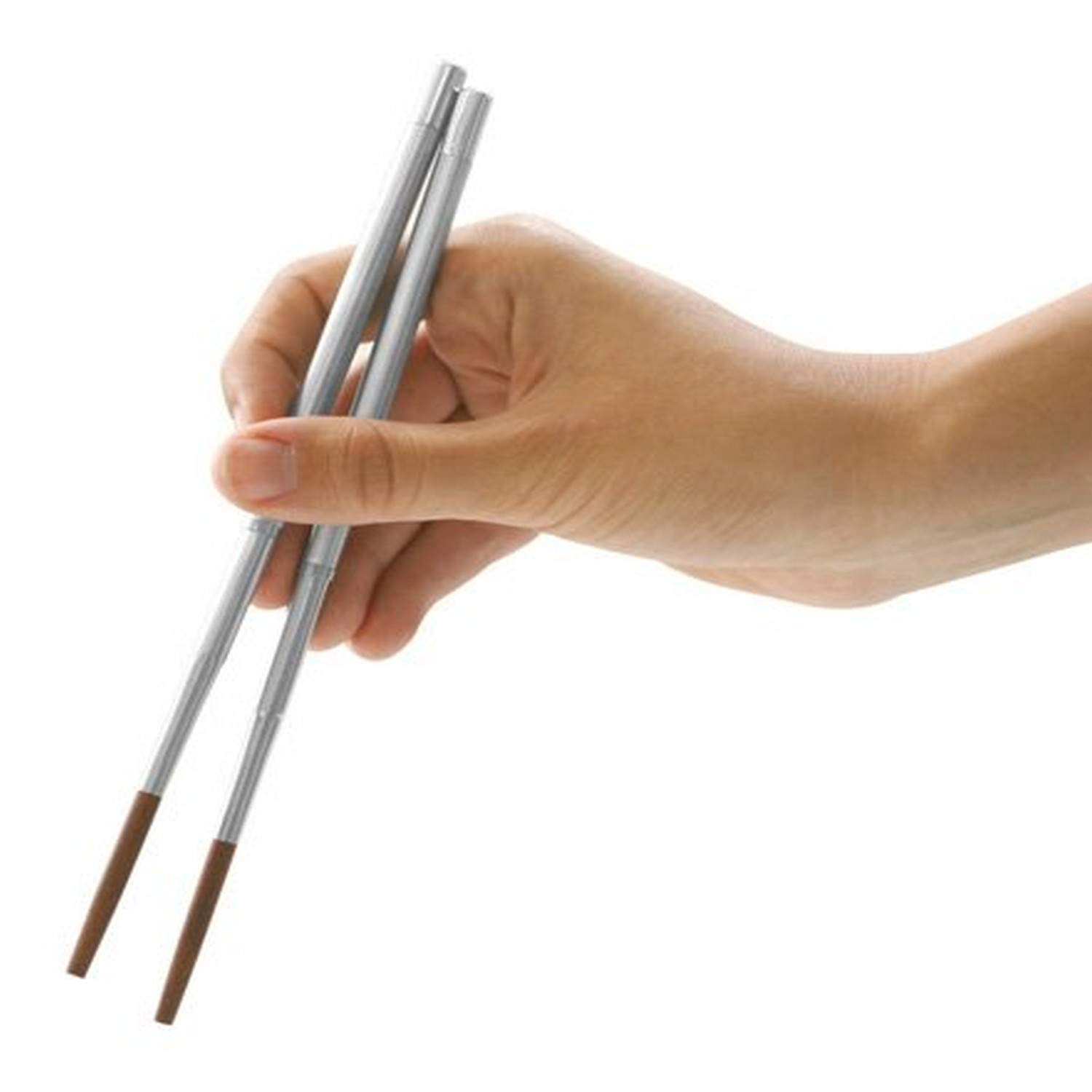 Kikkerland Collapsible Travel Chopsticks,Silver