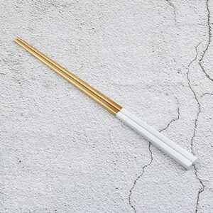 5 Pairs Fashionable and exquisite Korean stainless steel chopsticks (White+Gold)