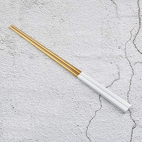 5 Pairs Fashionable and exquisite Korean stainless steel chopsticks (White+Gold)