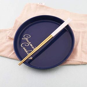 5 Pairs Fashionable and exquisite Korean stainless steel chopsticks (White+Gold)