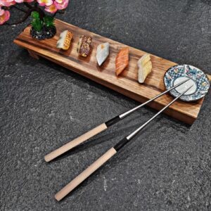 Sushi Chopsticks, 11in Extra Long Metal Chopsticks Japanese Cooking Chopsticks Sushi Chef Traditional Garnishing Plating Tweezers(S)