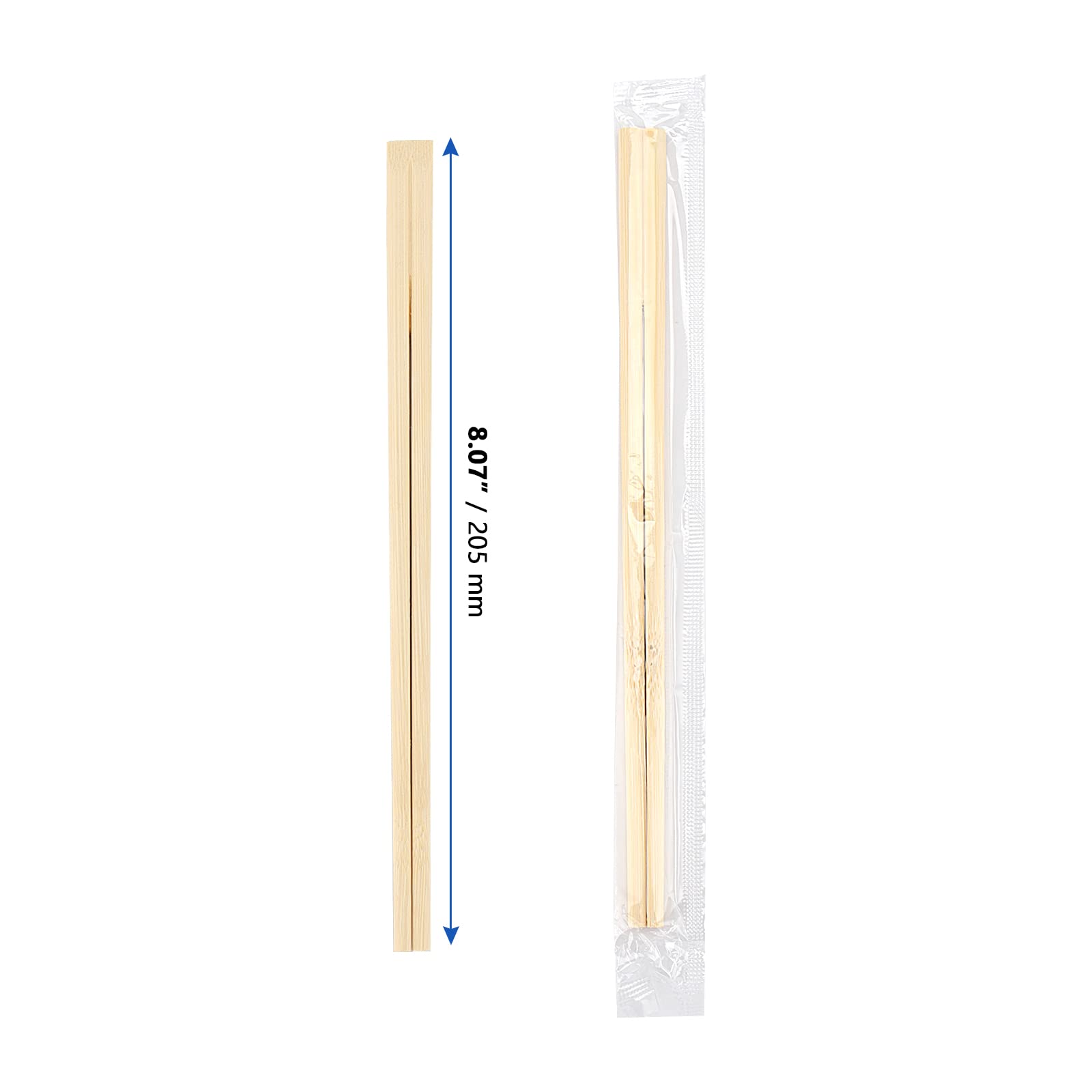 MANCHAP 500 Pairs 8 Inch Chopsticks, 20cm Individually Clear Packaged Bamboo Chopsticks, Chinese Chop sticks Natural Bamboo Chopstick Bulk for Eating, Catering, Takeaway