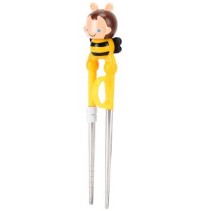 children's practice chopsticks kids chopsticks reusable childrens chopsticks easy to use chopsticks toddler chopsticks helper (bee stainless steel yellow)