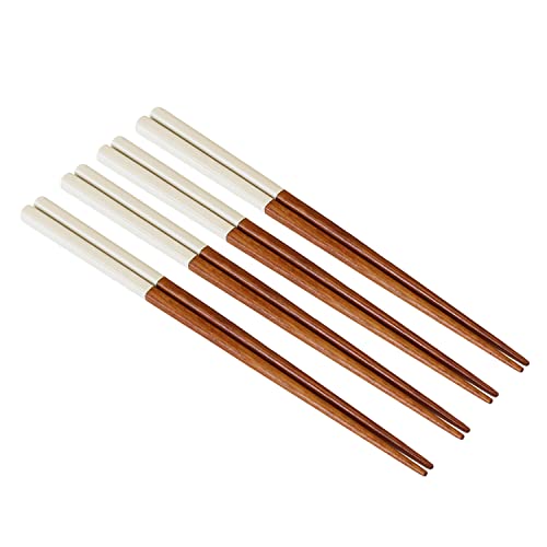 Chopsticks Reusable Rose Wood Lacquer Wooden chopsticks Set of 4 Non Stick (4PCS) (Ivory)